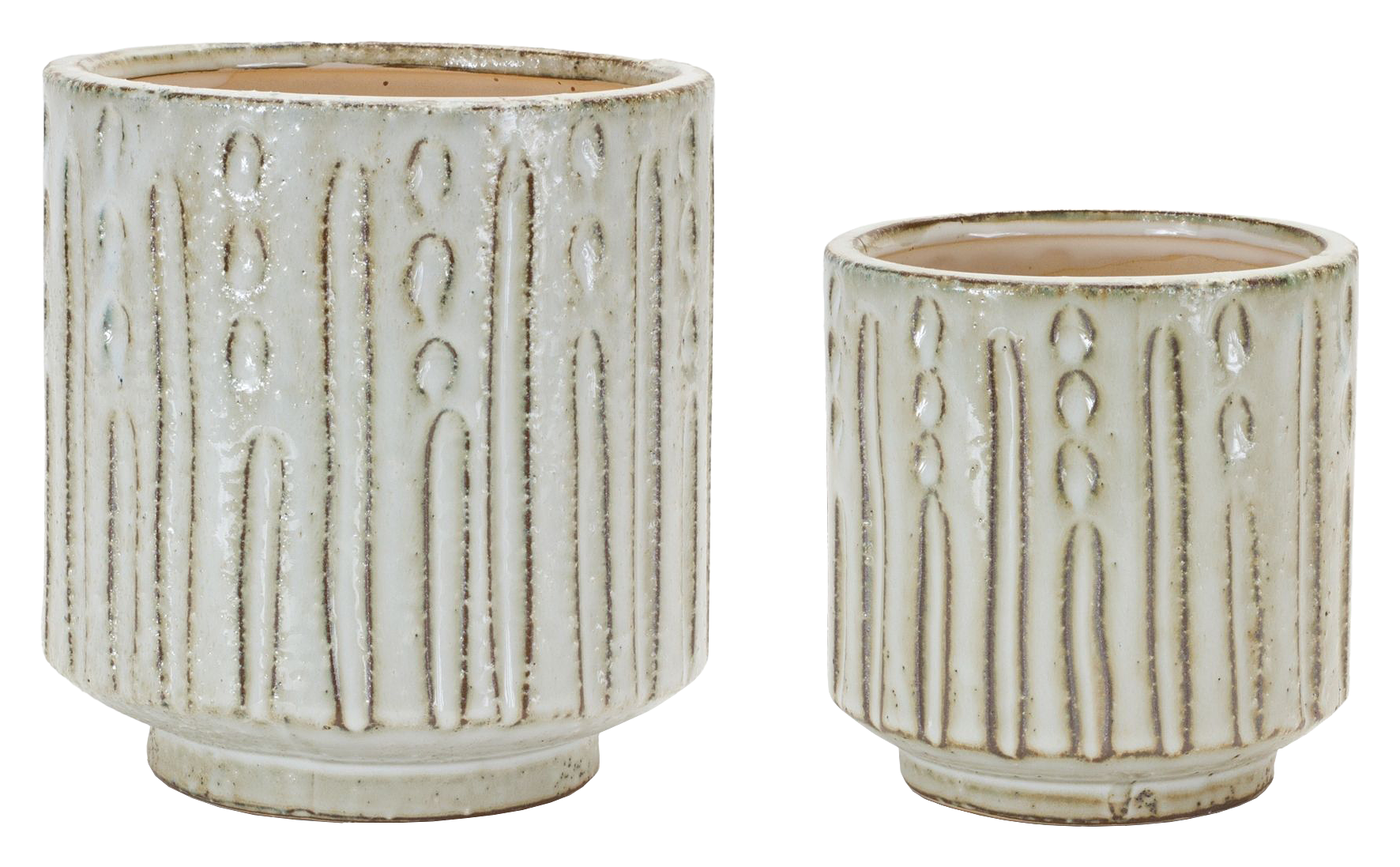 Melrose International Distressed Glazed Clay Planters Set of 2 | Mack's ...